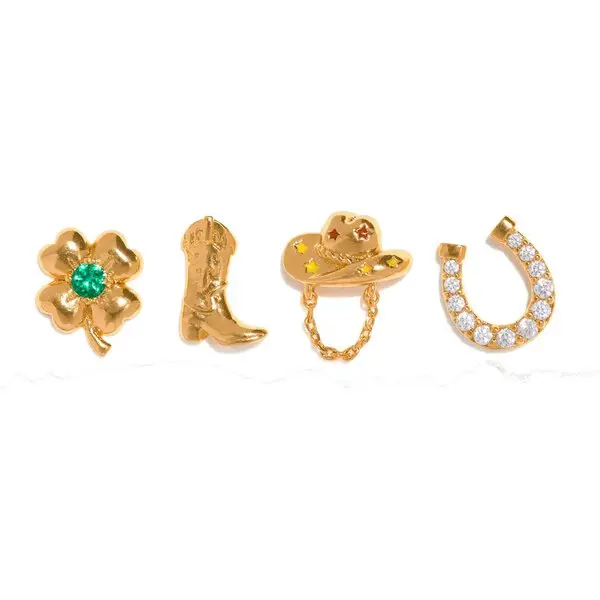 GIRLS CREW Western Charm Set Of 4 Stud Earrings - Gold