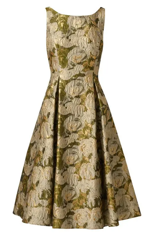 Adrianna Papell Floral Jacquard Midi Dress