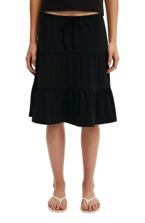COTTON ON Maple Tiered Midi Skirt - Black