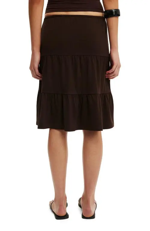 COTTON ON Maple Tiered Midi Skirt - Dark Oak