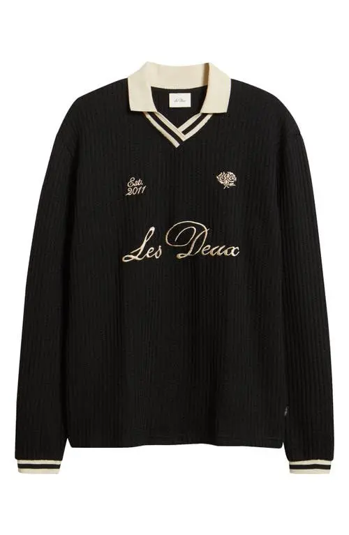 LES DEUX Oversize Waffle Knit Sweater Jersey With Johnny Collar
