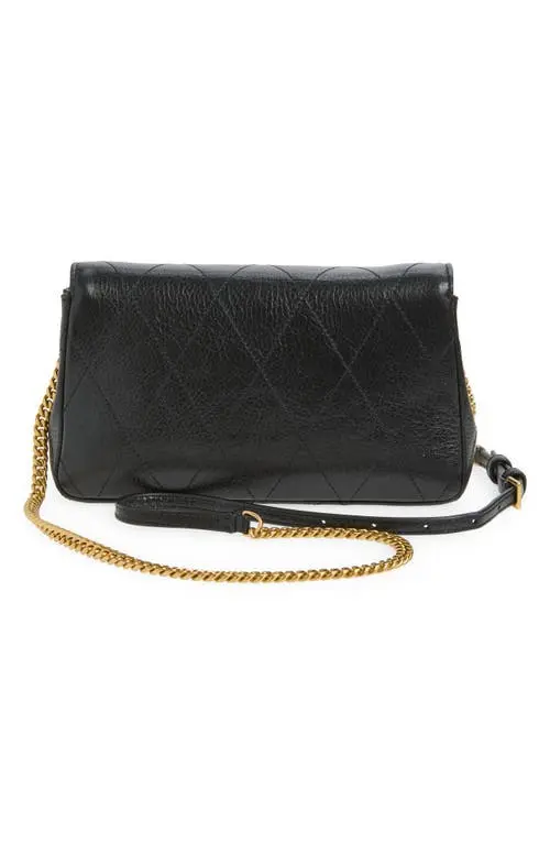Tory Burch Charlie Quilted Leather Wallet On A Chain - Black