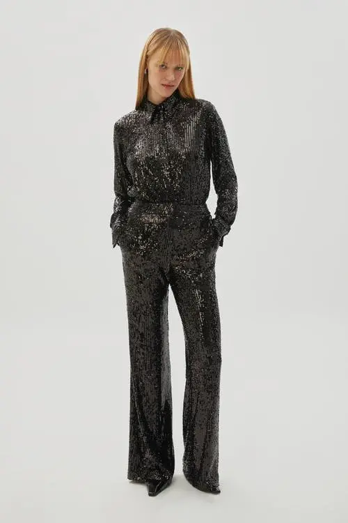 EXQUISE Britney Sequin Detailed Shirt