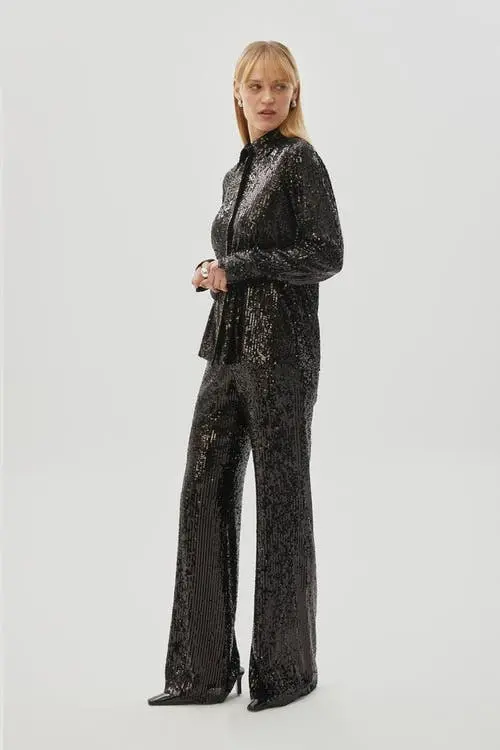 EXQUISE Britney Sequin Detailed Shirt