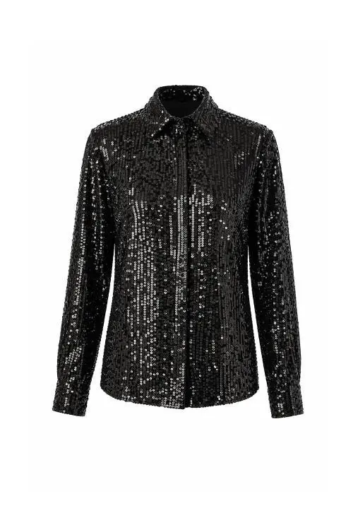 EXQUISE Britney Sequin Detailed Shirt