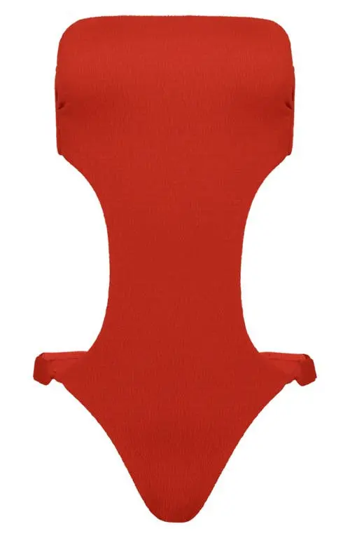 VIX PAULA HERMANNY Bandeau Cutout One-piece Swimsuit - Red