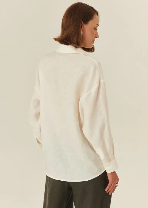EXQUISE Emelia Embroidered Linen Shirt