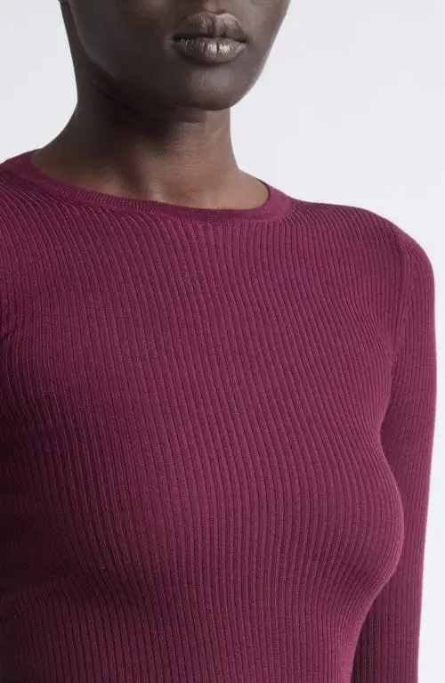 JIL SANDER Lightweight Wool Crewneck Sweater - Cherry