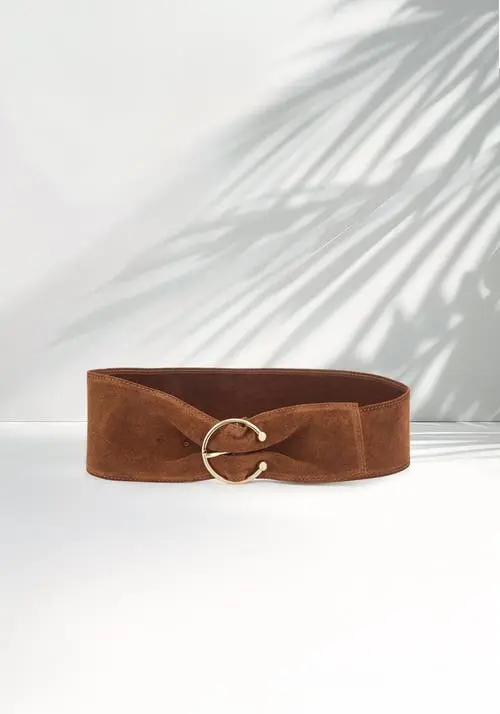 LASCANA Wide Suede Waist Belt With Gold Tone Buckle