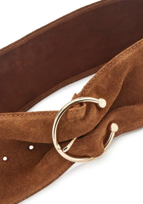 LASCANA Wide Suede Waist Belt With Gold Tone Buckle