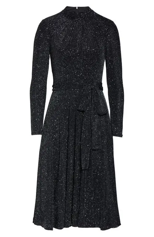 Eliza J Glitter Long Sleeve Mock Neck Dress