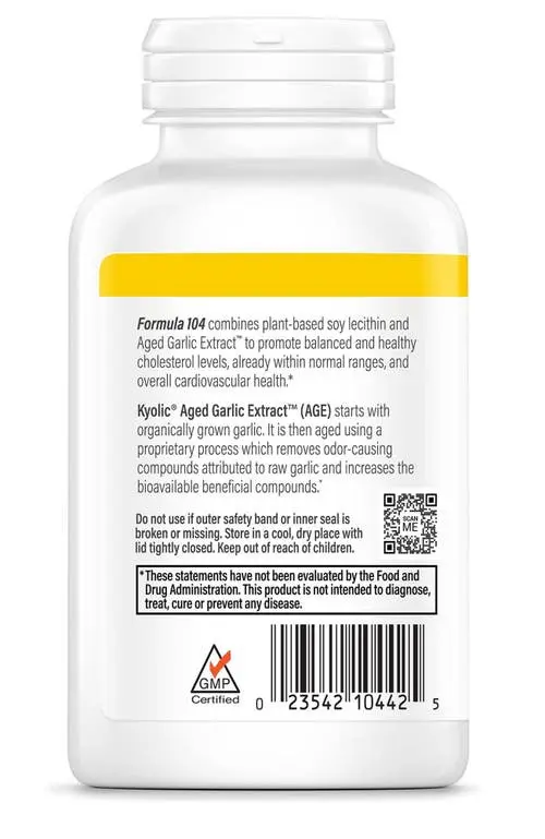 KYOLIC Aged Garlic Extract Formula 104, Cholesterol Health