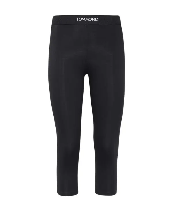 TOM FORD Logo-waistband Stretched Cropped Leggings - Black