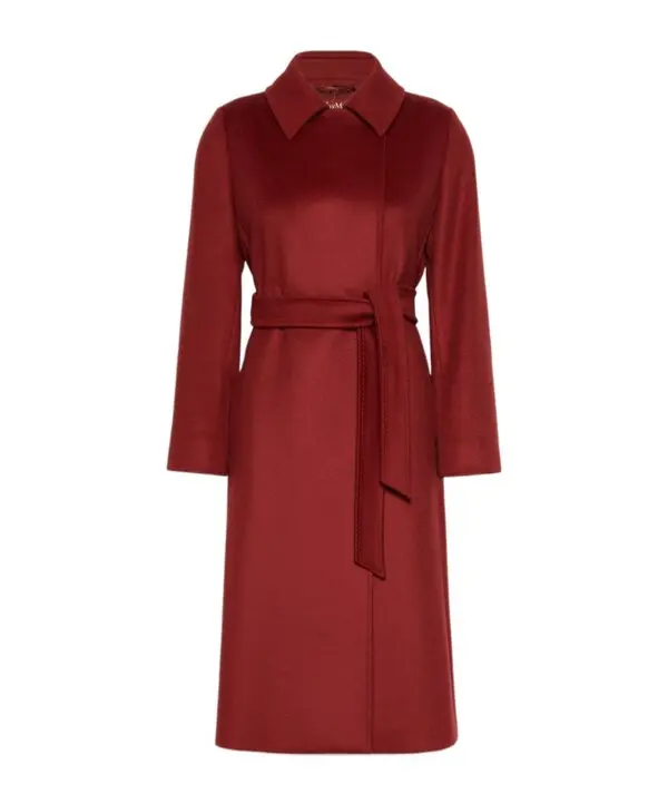 Max Mara Belted Collared Coat - Ruby Colour