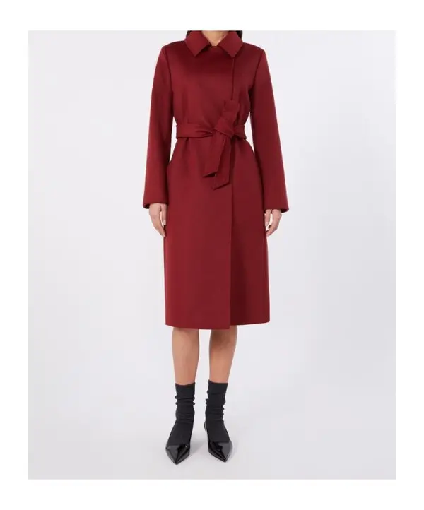Max Mara Belted Collared Coat - Ruby Colour