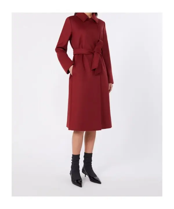 Max Mara Belted Collared Coat - Ruby Colour