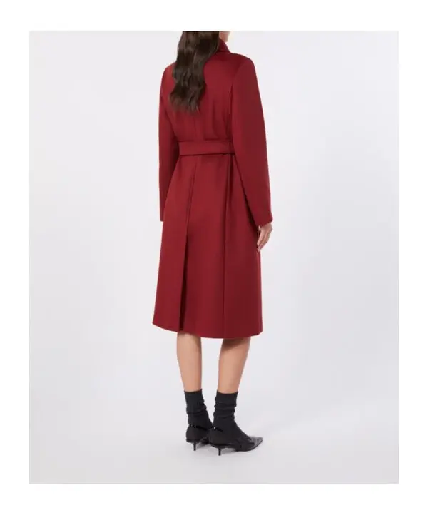 Max Mara Belted Collared Coat - Ruby Colour