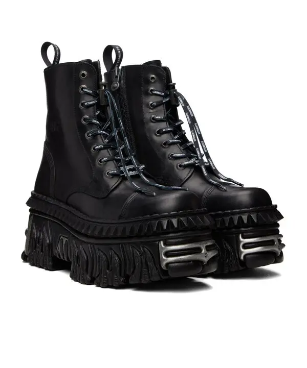 Vetements X New Rock Collaboration Combat Lace-up Ankle Boots