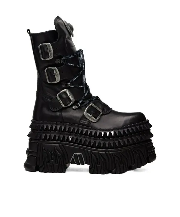 Vetements X New Rock Collaboration Lace-up Mid-calf Boots