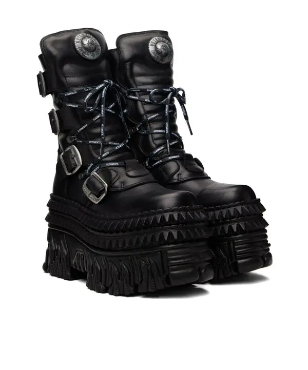 Vetements X New Rock Collaboration Lace-up Mid-calf Boots