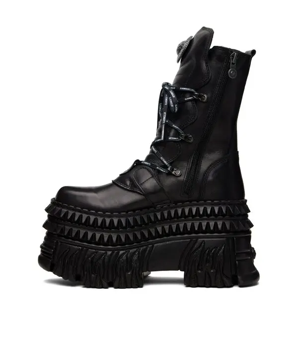 Vetements X New Rock Collaboration Lace-up Mid-calf Boots