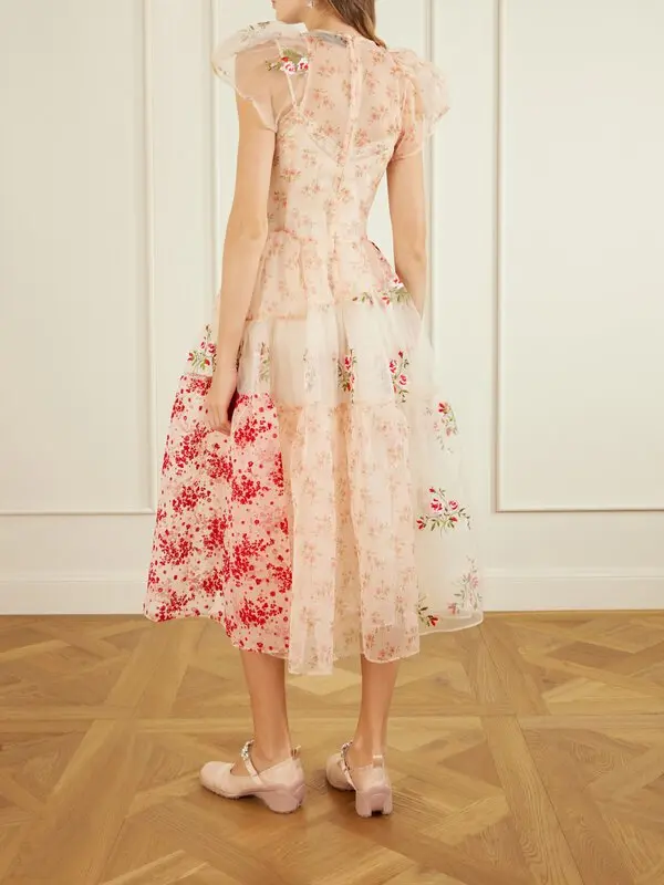 Simone Rocha Pink Floral Tulle Dress