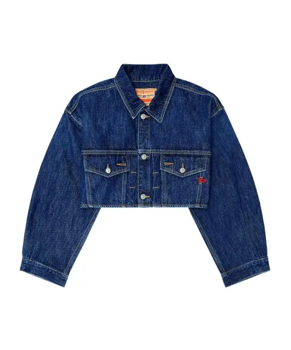 DIESEL® Cropped Oversized Denim Jacket - Medium Blue