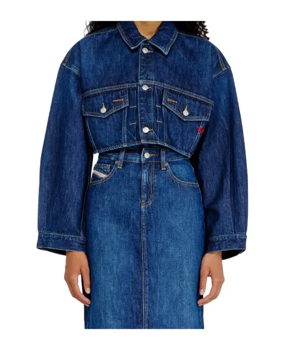 DIESEL® Cropped Oversized Denim Jacket