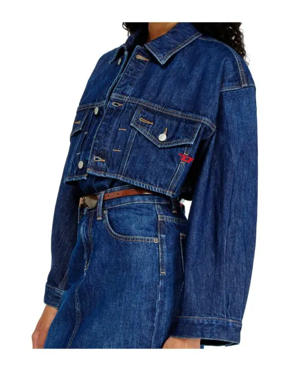 DIESEL® Cropped Oversized Denim Jacket