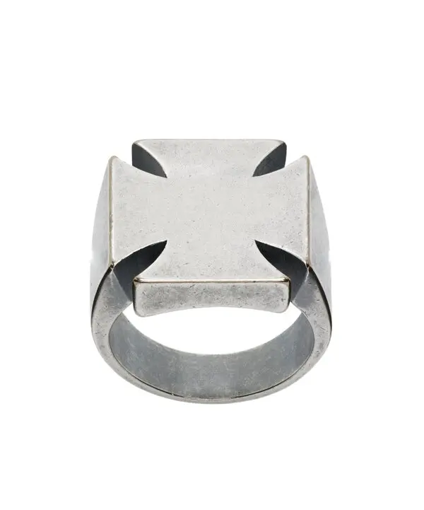 Vetements Biker Cross Minimal Signet Ring - Silver