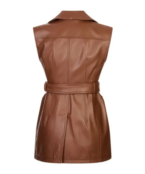 Sportmax Sleeveless Leather Gilet - Brown