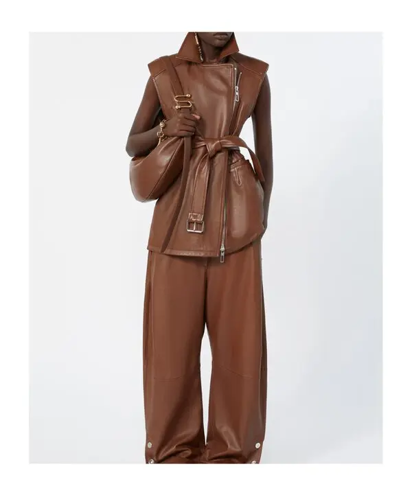 Sportmax Sleeveless Leather Gilet - Brown