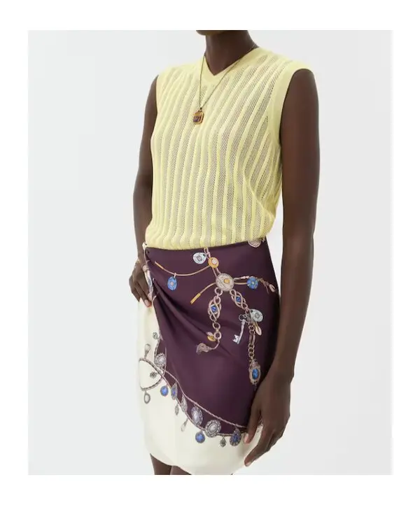 Versace Viscose Mesh Ribbed Knit Top