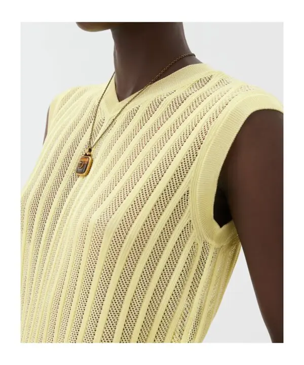 Versace Viscose Mesh Ribbed Knit Top