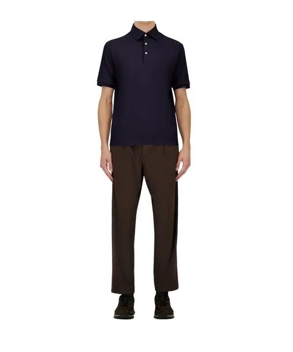 Herno Resort Polo Shirt In Wool Jersey With A Shiny Finish - Black