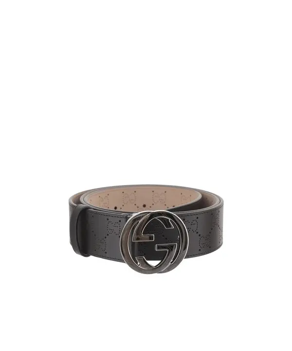 Gucci Leather Belt With Metal Clasp - Black
