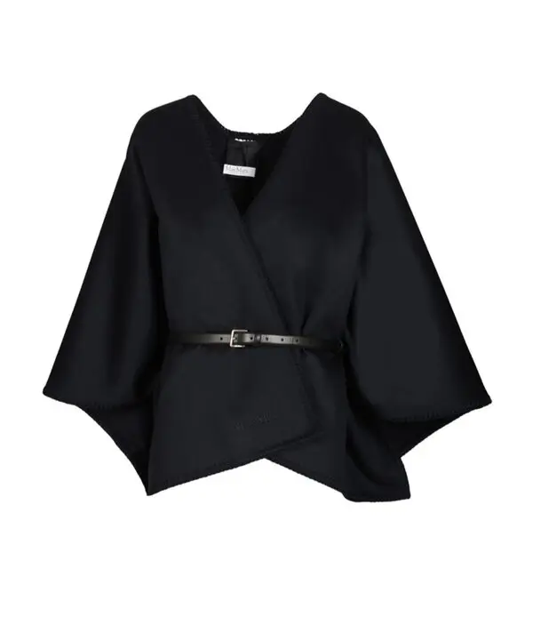 Max Mara Colomba Logo Emrboidered Cape - Blue