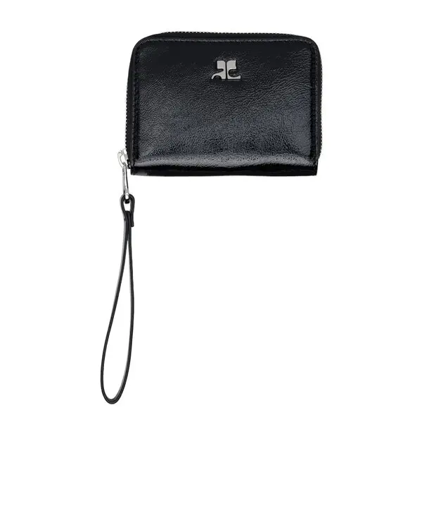 COURREGES Courrèges Naplack Zipped Compact Wallet - Black