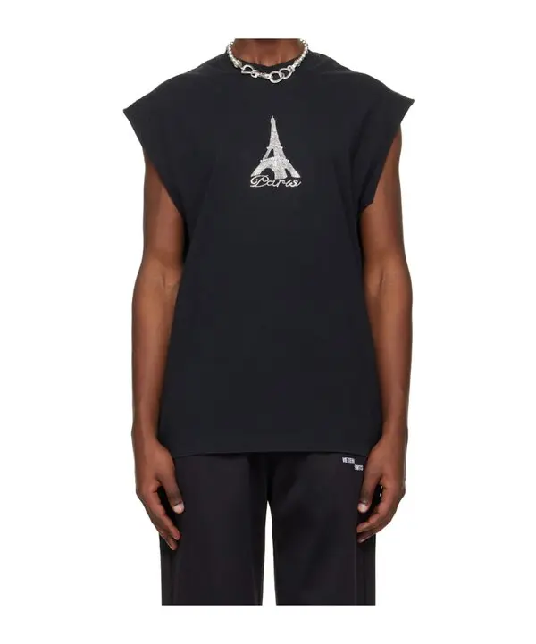 Vetements Crystal Paris Sleeveless Top - Black