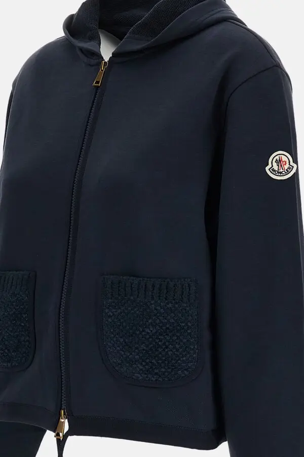 Moncler Logo Patch Zip-up Cardigan - Midnight Blue