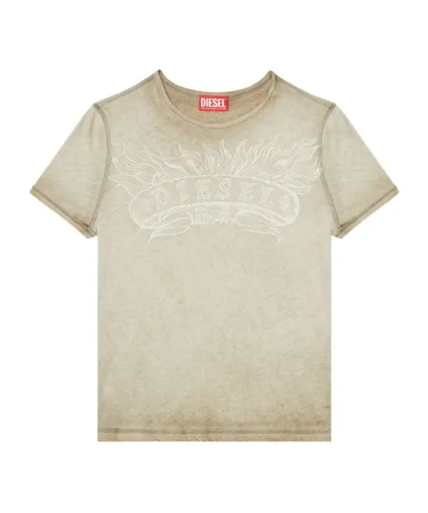 DIESEL® Graphic-print Logo-patch T-shirt - Beige