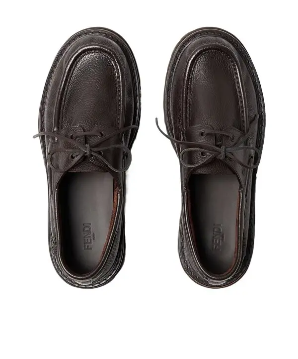 Fendi Pequin Leather Lace-up Shoes