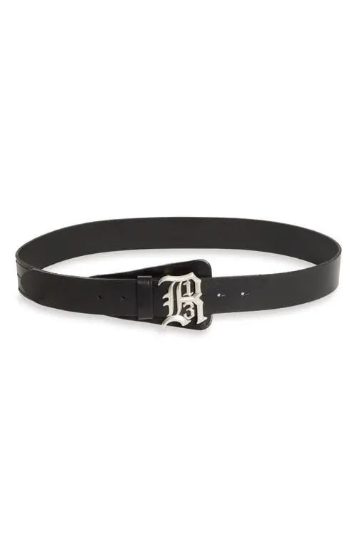 R13 Logo Buckle Leather Belt - Black
