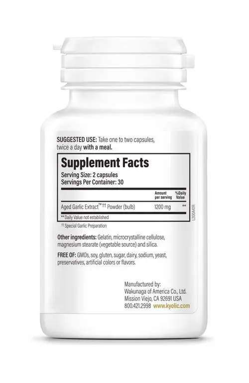 KYOLIC Aged Garlic Extract Formula 200, Cardiovascular & Immune, Reserve, 60 Count