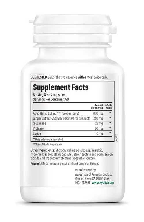 KYOLIC Aged Garlic Extract Formula 102, Cleanse & Digestion, Ginger And Enzyme Complex