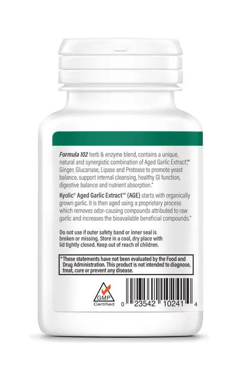KYOLIC Aged Garlic Extract Formula 102, Cleanse & Digestion, Ginger And Enzyme Complex