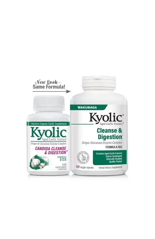 KYOLIC Aged Garlic Extract Formula 102, Cleanse & Digestion, Ginger And Enzyme Complex