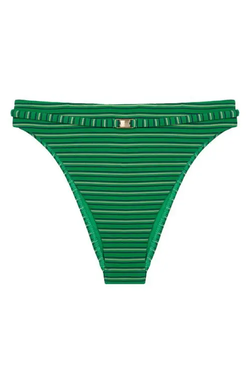 VIX PAULA HERMANNY Lucie Lindsay Striped Bikini Bottoms - Green