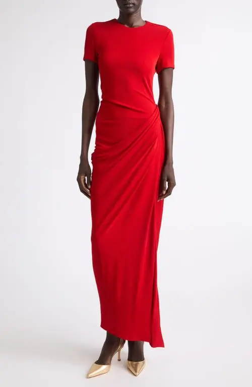 Erdem Draped Crepe Jersey Dress - Ruby Red