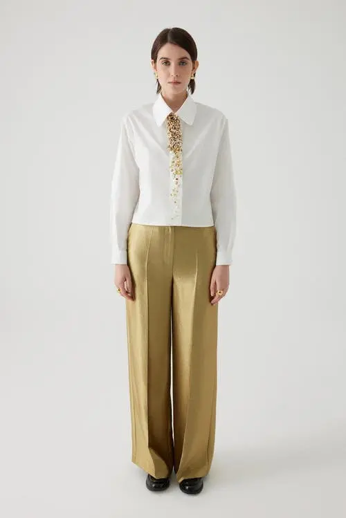 EXQUISE Audrey Embroidered Cotton Shirt